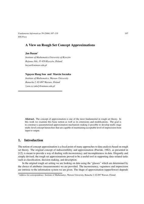 Pdf A View On Rough Set Concept Approximations