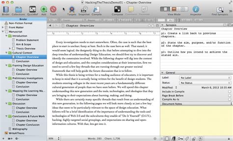Scrivener Hacking The Thesis