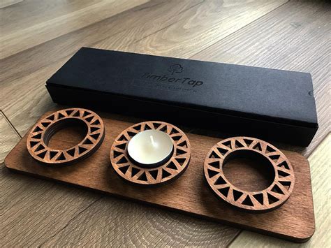 Wooden Tealight Holder Set 4 Styles Diy Laser Cut File Svgdxfai