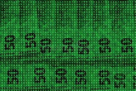 binary code grid from bright green numbers on the background of euro
