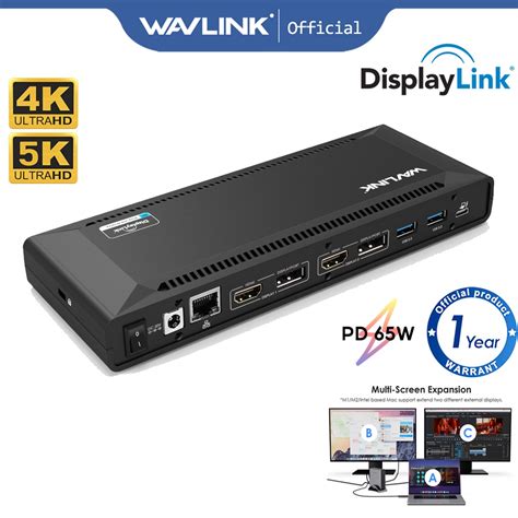 Wavlink USB C Displaylink Universal Docking Station With Power Delivery 65W 100W For Laptop 4K