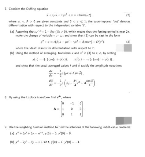 Solved 7 Consider The Duffing Equation