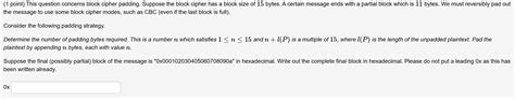 Solved 1 Point This Question Concerns Block Cipher