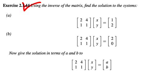 Solved Exercise 2 1440sing The Inverse Of The Matrix Find Chegg Com