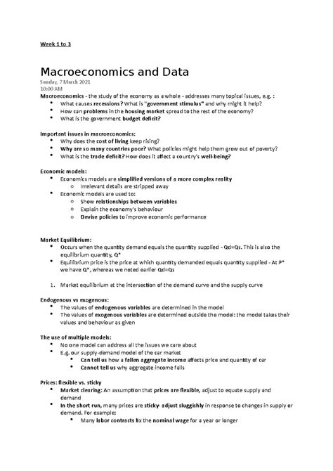 Week 1 To 3 Consist Of Formulas And Summaries Of The Workshop Slides Also Includes Formulas