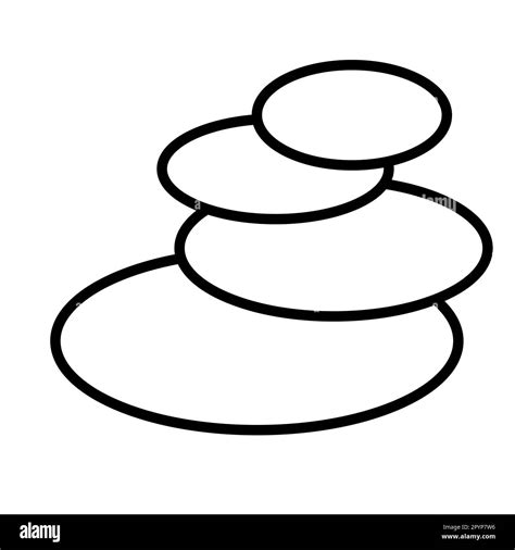 Black And White Simple Linear Icon Of Trendy Glamorous Oval Round Basalt Stones For Massage And
