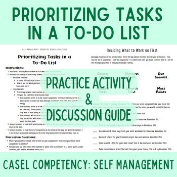 Prioritizing Tasks In A To Do List Practice Activity Discussion Guide