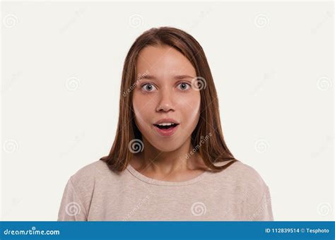 Attractive Young Girl Portrait Beautiful Female Looking At Cam Stock