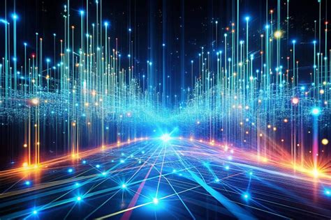 Digital City Data Flow Futuristic Network Abstract Glowing Lights