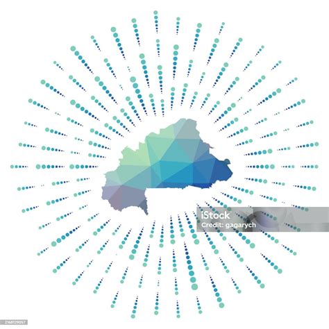 부르키나 파소의 모양 다각형 햇살 다채로운 별 광선이 있는 나라의 지도 부르 키나 파소 그림 디지털 기술 인터넷 네트워크 스타일 벡터 일러스트 레이 션 개념에 대한 스톡