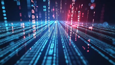 Futuristic Abstract Background With Pink And Blue Binary Code Streams Cascading Onto Digital