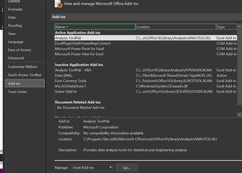 Unable To Enable Data Analysis Function In Excel 2019 Microsoft