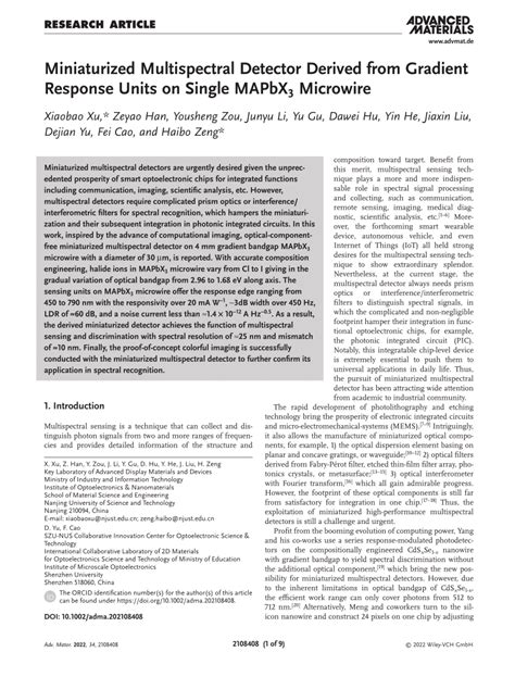 Miniaturized Multispectral Detector Derived From Gradient Response
