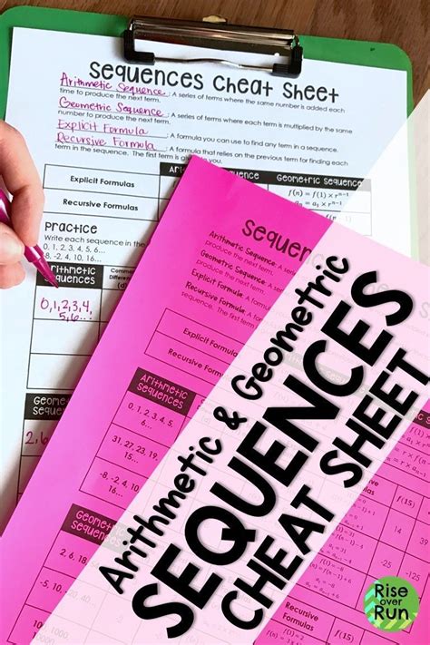 Arithmetic And Geometric Sequences Cheat Sheet Arithmetic Teaching