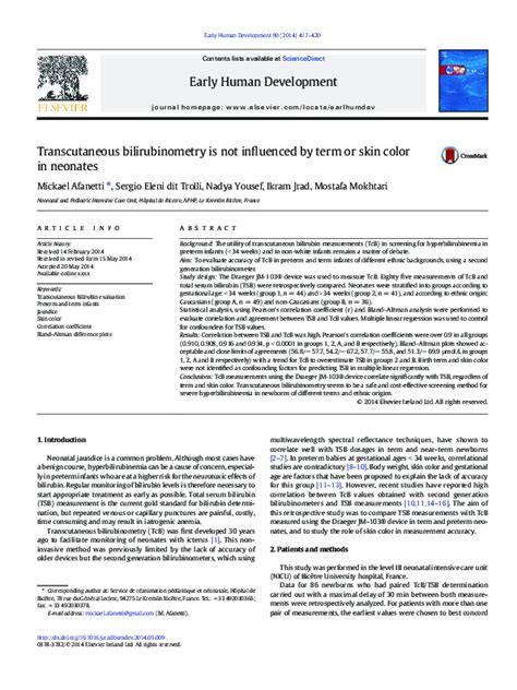 Pdf Transcutaneous Bilirubinometry Is Not Influenced By Term Or Skin Color In Neonates