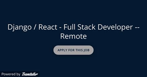 Django React Full Stack Developer Remote Spotter