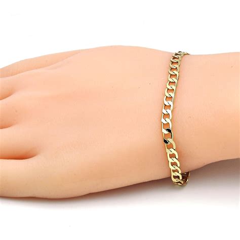 Oro Laminado Basic Bracelet Gold Filled Style Curb Design Polished
