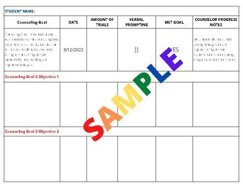 Progress Notes IEP Progress Monitoring For The Babe Counselor