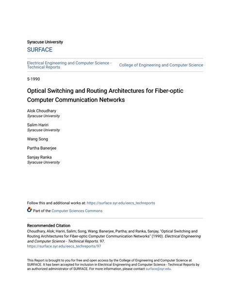 Pdf Optical Switching And Routing Architectures For Fiber Dokumentips