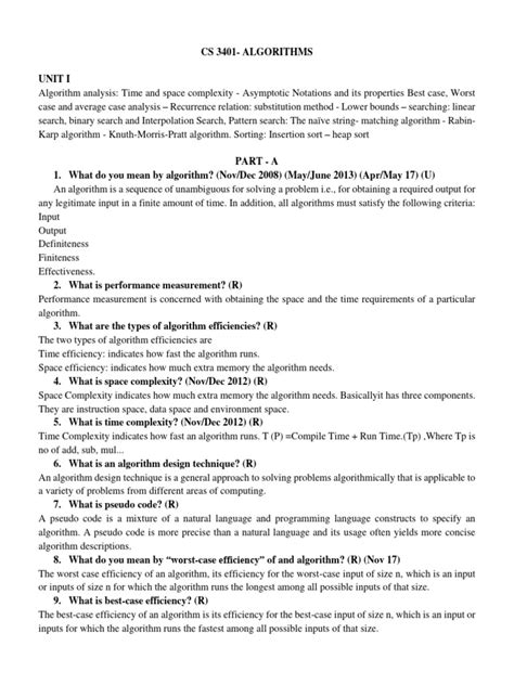 Unit 1 Algo Download Free Pdf Time Complexity Computing