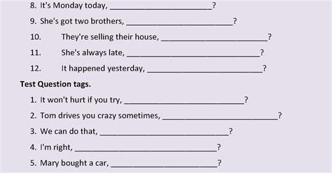 Question Tags Disjunctive Questions Тест Англійська мова