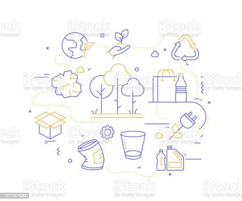 재활용 및 제로 폐기물 벡터 배너 디자인 개념 웹 사이트 프리젠 테이션 등에 대한 개요 선 아이콘 벡터 일러스트 템플릿 0명에 대한 스톡 벡터 아트 및 기타 이미지 Istock