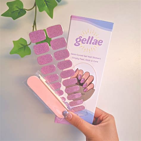 Pink Holographic Shimmer Diy Semicured Gel Nail Sticker Kit Gellae Gellae