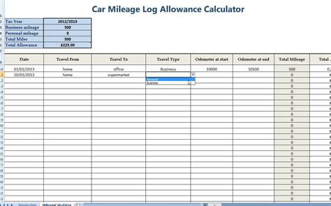 Self Assessment Tax Return Spreadsheet Template With Regard To Mileage