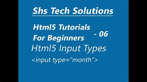 Html5 Input Type Input Type Month Youtube