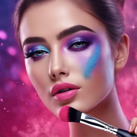 Premium Photo Fashion Model Girl Portrait With Colorful Powder Make