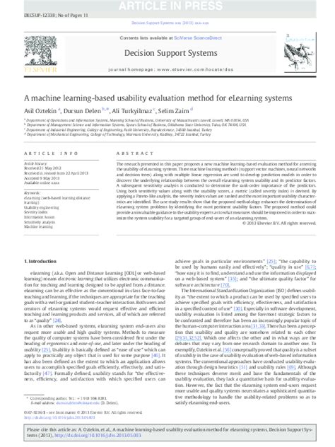 Pdf A Machine Learning Based Usability Evaluation Method For