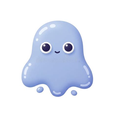 Cute Blue Blob Ghost Cartoon Illustration Stock Illustration
