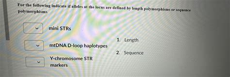solved for the following indicate if alleles at the locus