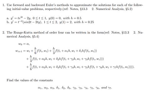 1 Use Forward And Backward Eulers Methods To