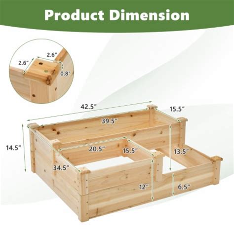 3 Tier Outdoor Raised Garden Bed Fir Wood Elevated Flower Box Backyard