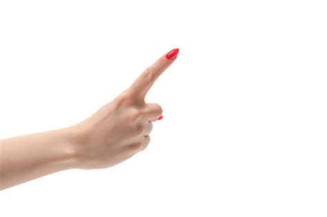 창백한 피부와 빨간 손톱이 가리키거나 만지는 여성 손의 근접 촬영 가리키기에 대한 스톡 사진 및 기타 이미지 가리키기 개념 교습 Istock