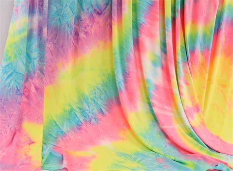 Tela De Licra Elástica De Arco Iris Tie Dye Para La Fabricación De