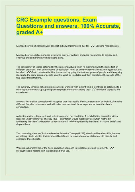 Crc Example Questions Exam Questions And Answers 100 Accurate
