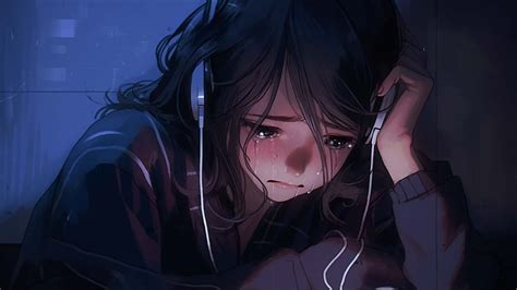 Sad Anime Girl Crying Alone