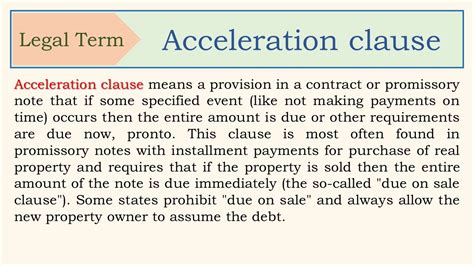Legal Term Definition Acceleration Clause Youtube