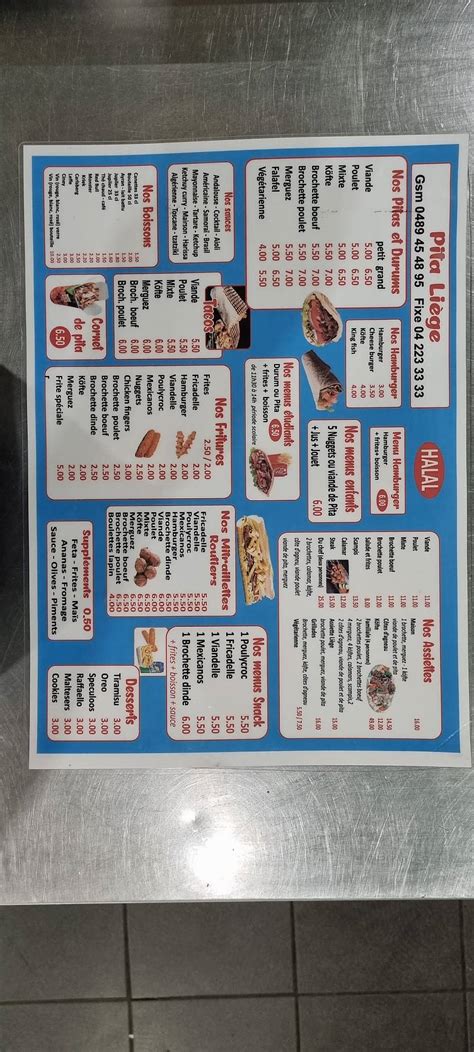 Menu At Pita Liège Liège