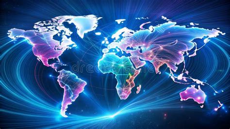 Global Network Connections A Futuristic World Map Illustration Showing Interconnectivity