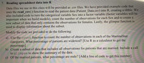 Solved 7 Reading Spreadsheet Data Into R Data Files We Use