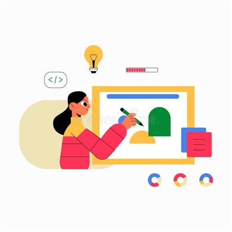Female Designer Creating Digital Art In Flat Vector Illustration Symbolizing Creativity