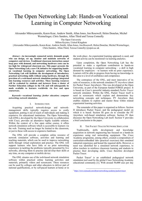 Pdf The Open Networking Lab Hands On Vocational Learning In Computer