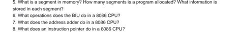 Solved 5 What Is A Segment In Memory How Many Segments Is