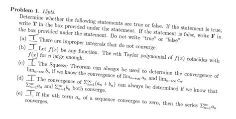 Solved Problem 1 15pts Determine Whether The Following
