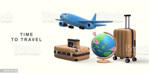 3d 현실적인 비행기 비행 행성으로의 세계 여행 벡터 그림입니다 3차원 형태에 대한 스톡 벡터 아트 및 기타 이미지 3차원 형태 가방 개념 Istock