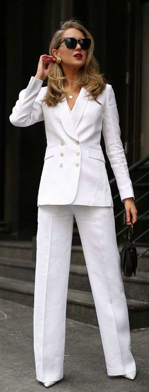 Spring Must Haves Coordinating White Linen Double Breasted Suit Blazer Jacket And White Linen