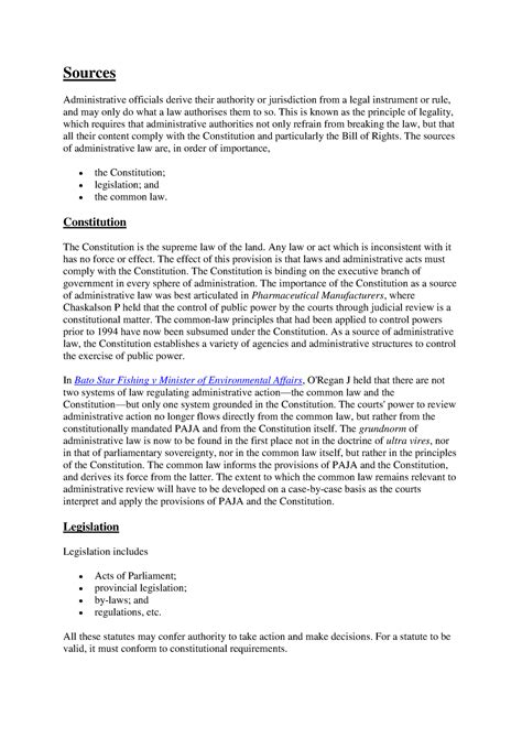 Administrative Law Lecture Notes 2021 Sources Administrative